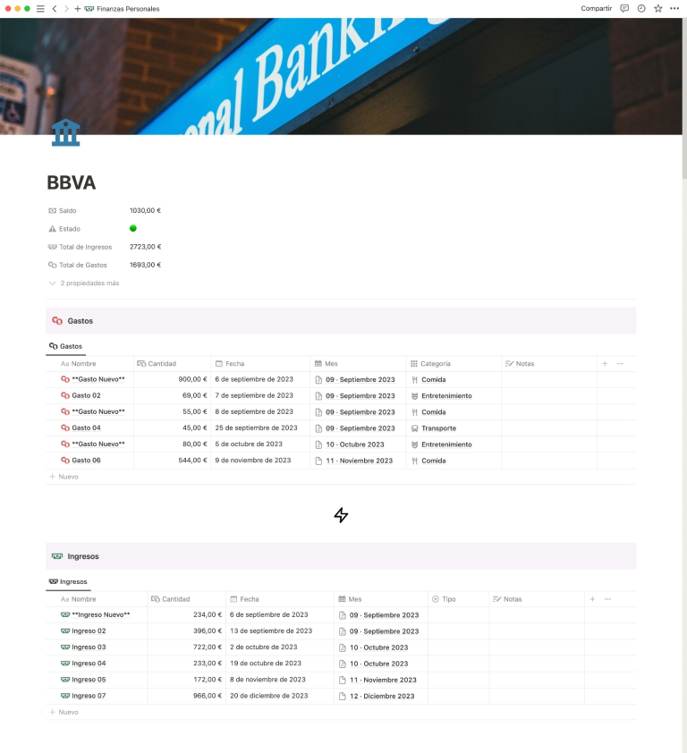 Plantilla para Finanzas Personales en Notion - Talento Digital