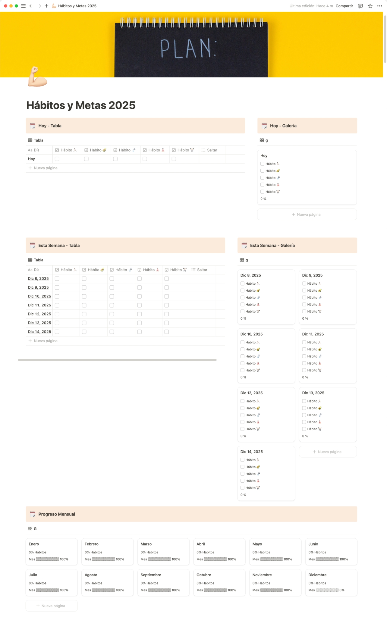 Plantilla para Hábitos y Metas 2025 en Notion - Talento Digital